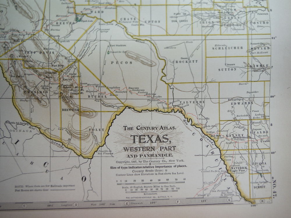 The Century Atlas Map of Texas Western Part (1897)