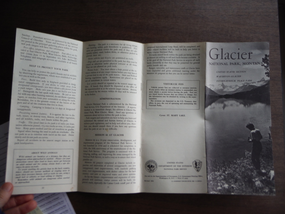 Glacier National Park, Montana Brochure and Map (1962)