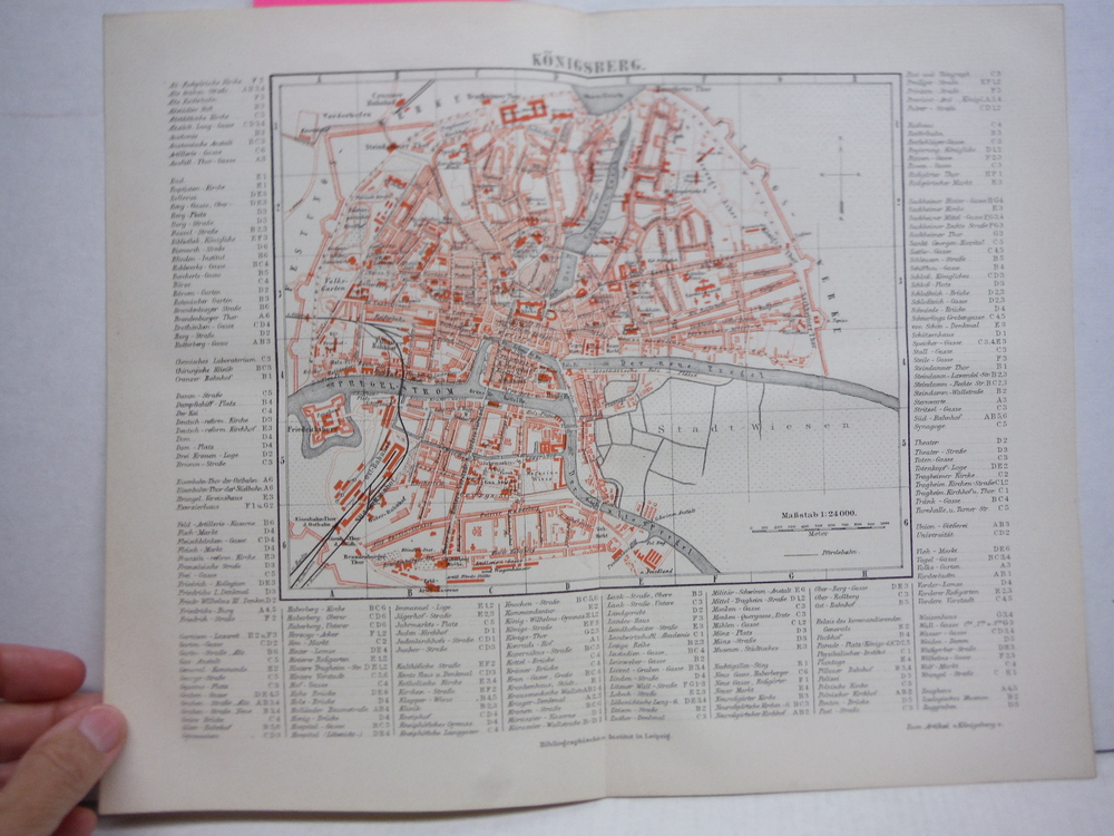 Meyers Antique Colored Map of KONIGSBERG (1890)