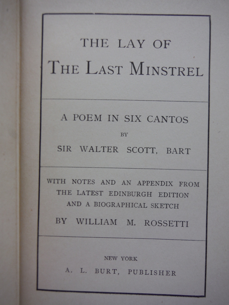The Lay Of The Last Minstrel A Poem Of Six Cantos