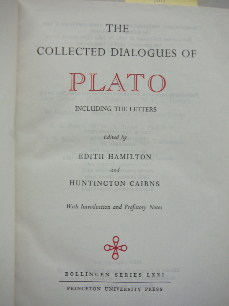 The Collected Dialogues of Plato: Including the Letters (Bollingen ...