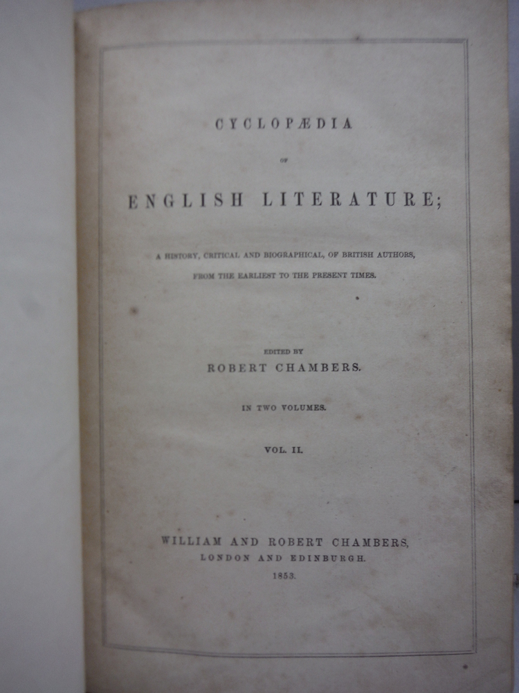 Chambers's Cyclopaedia of English Literature (2 Volumes Complete)