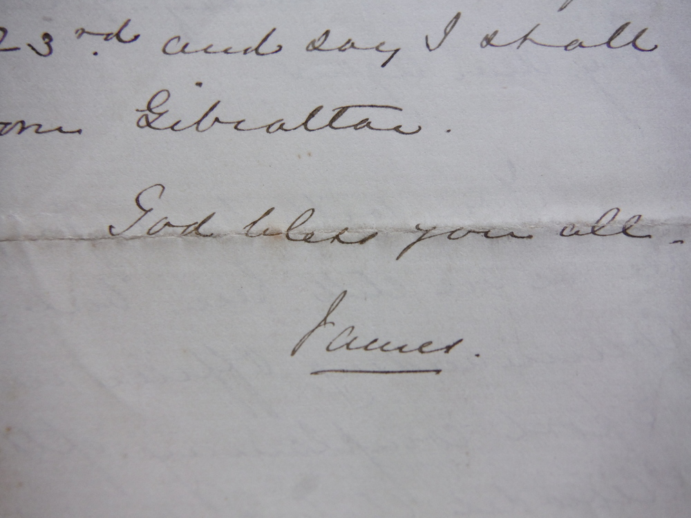 1856: JAMES LUNDY - CRIMEAN WAR HANDWRITTEN SIGNEDLETTER