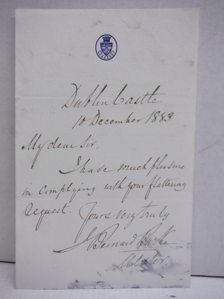 1883: SIR JOHN BERNARD BURKE HANDWRITTEN LETTER