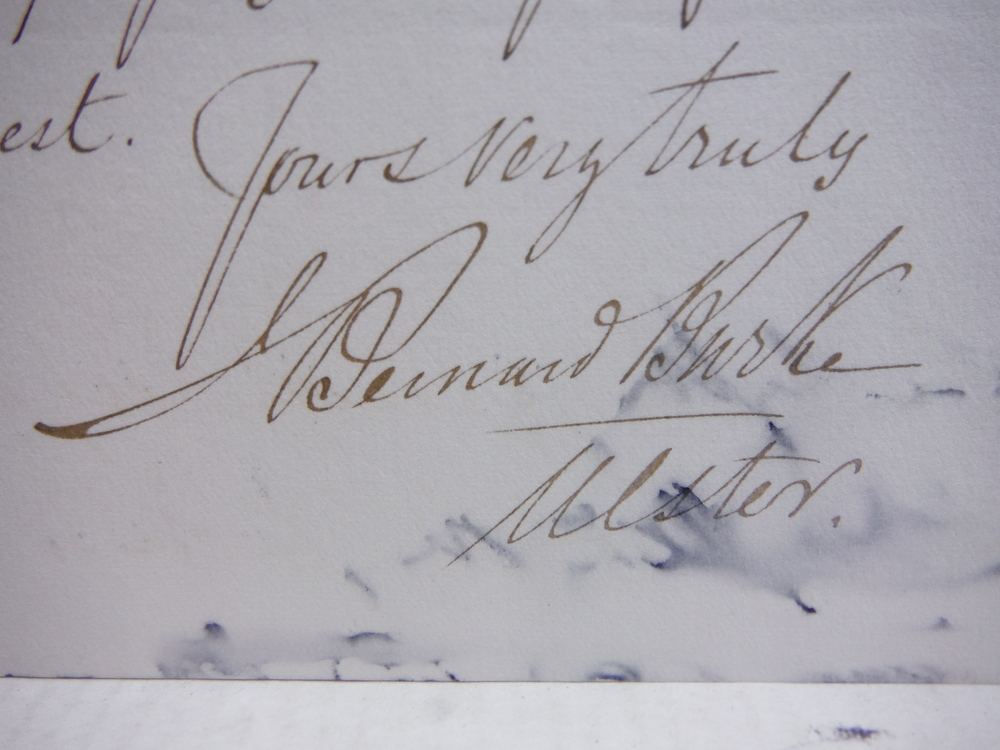 1883: SIR JOHN BERNARD BURKE HANDWRITTEN LETTER